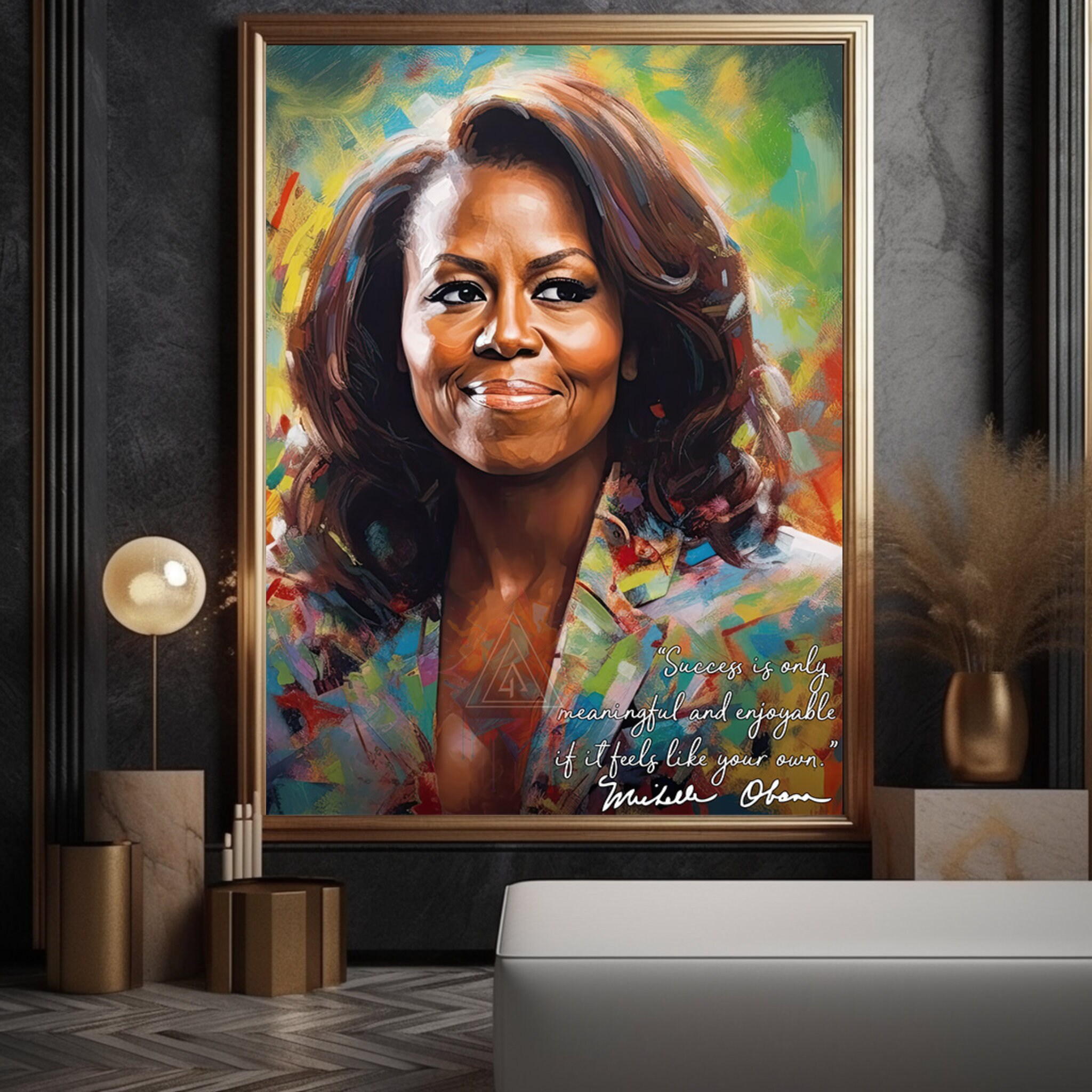 Michelle Obama Art Print: Inspirational Quote, Signature (digital ...