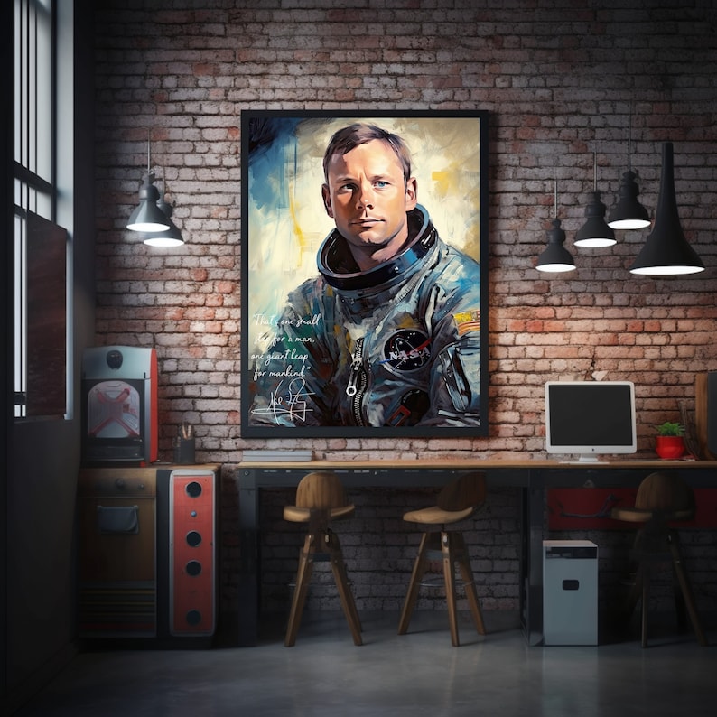 Neil Armstrong Portrait Print: Inspirational Space Art (digital ...