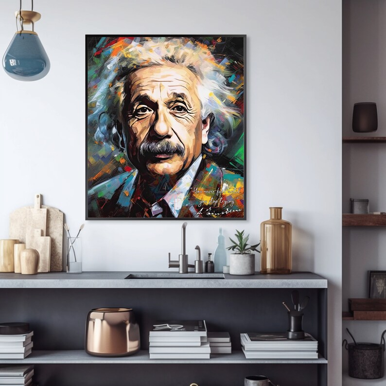 Albert Einstein Art Print: Motivational Quotes, Original Signature ...