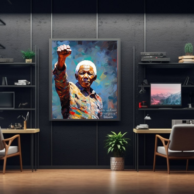 Nelson Mandela Art Print: Inspirational Quote, Signature (digital ...