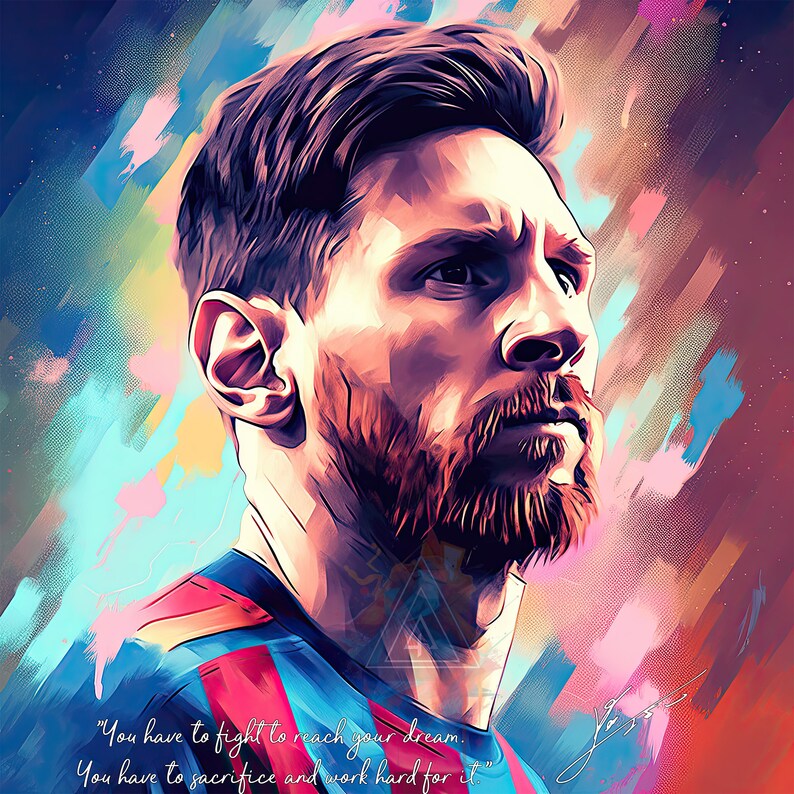 Lionel Messi Art Print: Inspirational Quotes, Soccer Star (digital ...