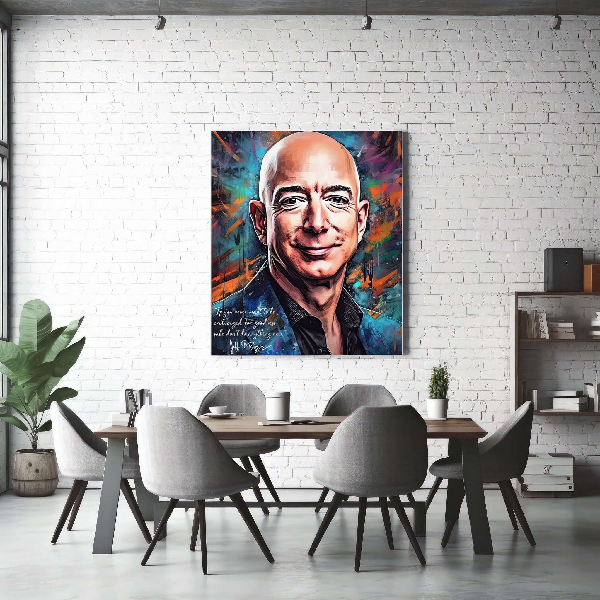 Jeff Bezos Famous Quotes Jeff Bezos Signature Inspirational Wall Art ...