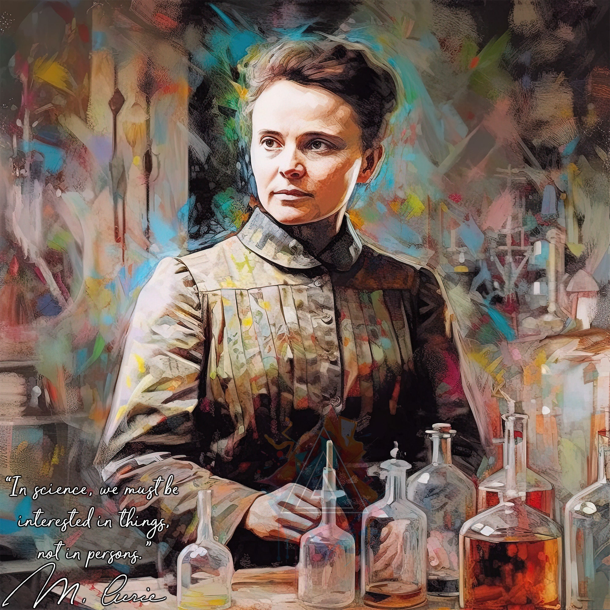 Marie Curie Motivational Quotes Original Signature Inspirational Art ...