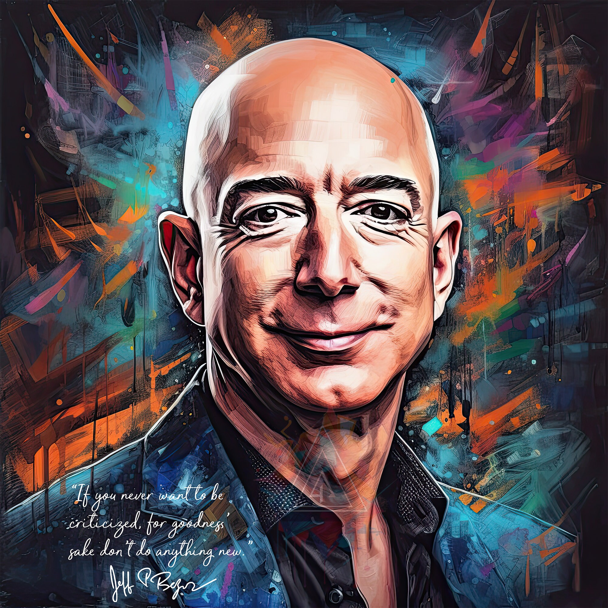 Jeff Bezos Famous Quotes Jeff Bezos Signature Inspirational Wall Art ...
