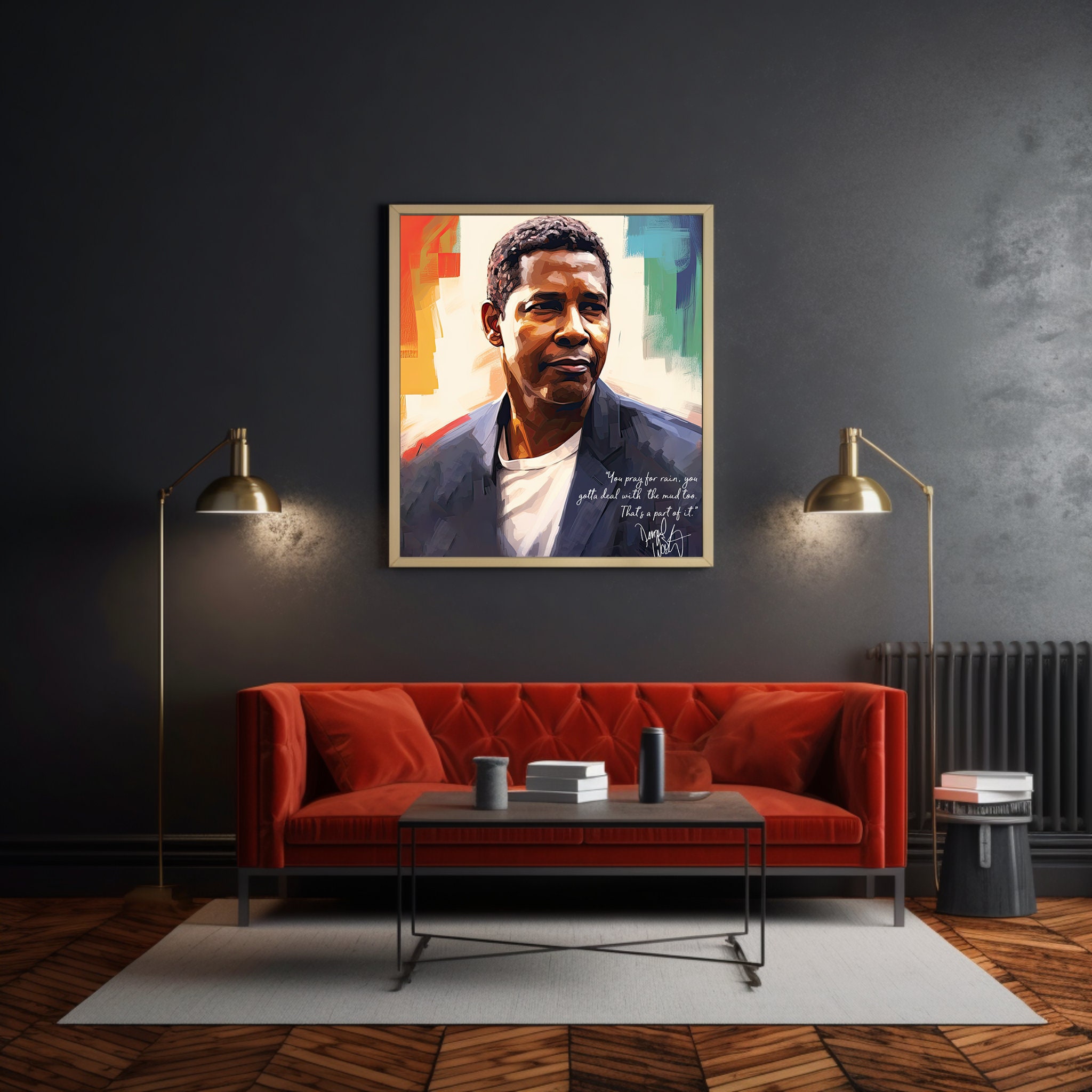 Denzel Washington Art Print: Motivational Quote, Signature (digital ...