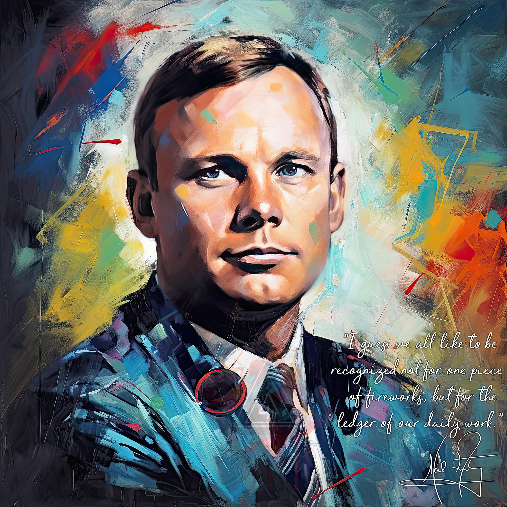 Neil Armstrong Portrait Print: Inspirational Quote Art (digital ...