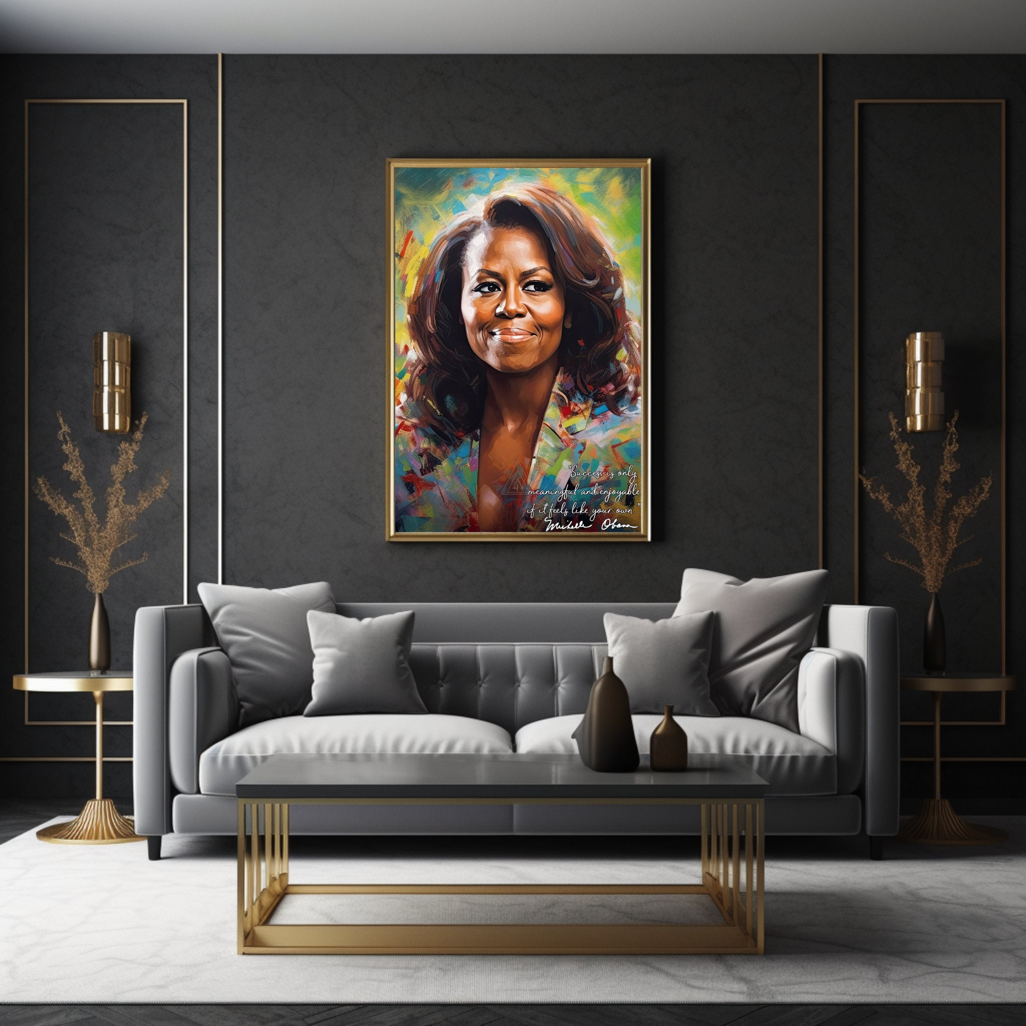 Michelle Obama Art Print: Inspirational Quote, Signature (digital ...