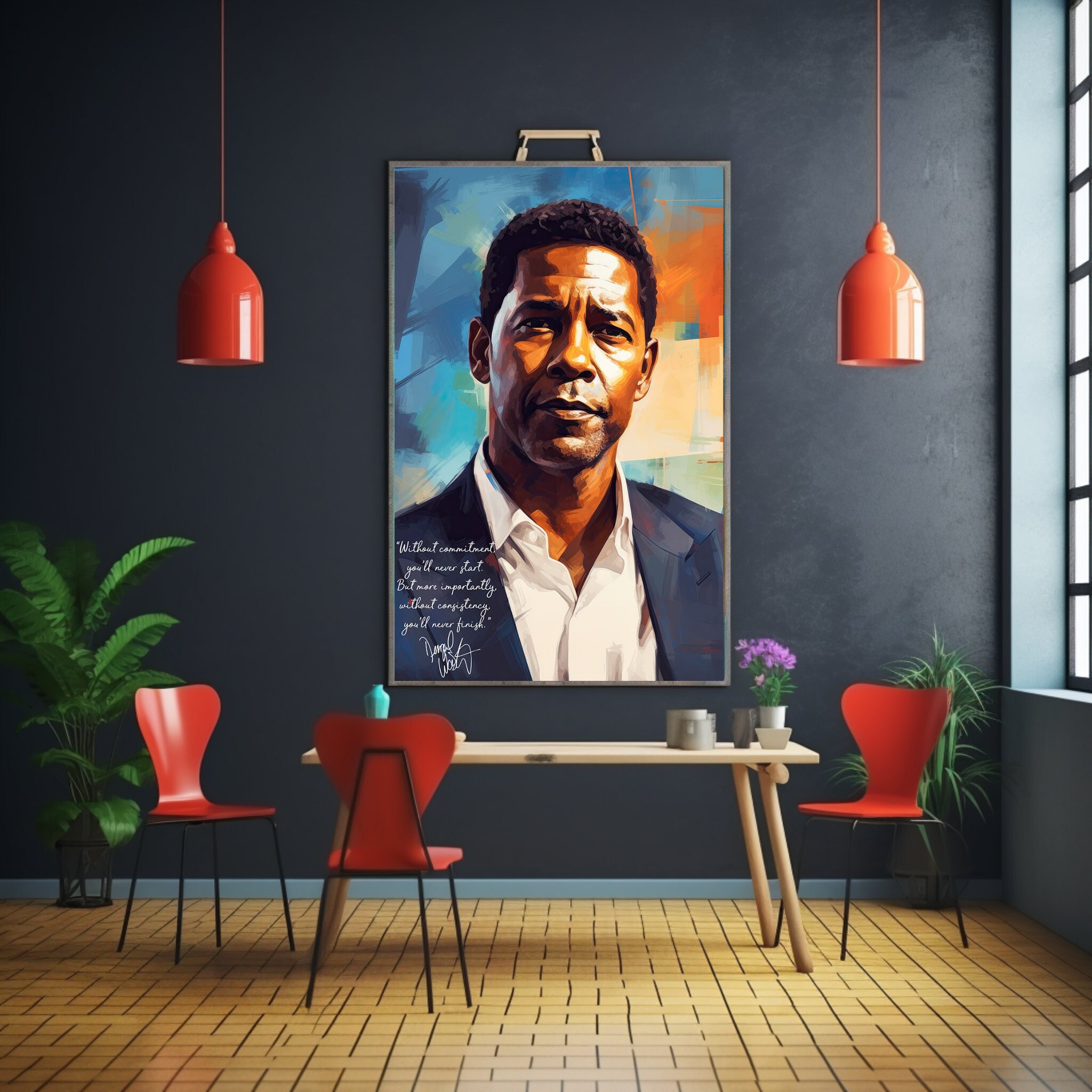 Denzel Washington Art Print: Motivational Quote Portrait (digital ...