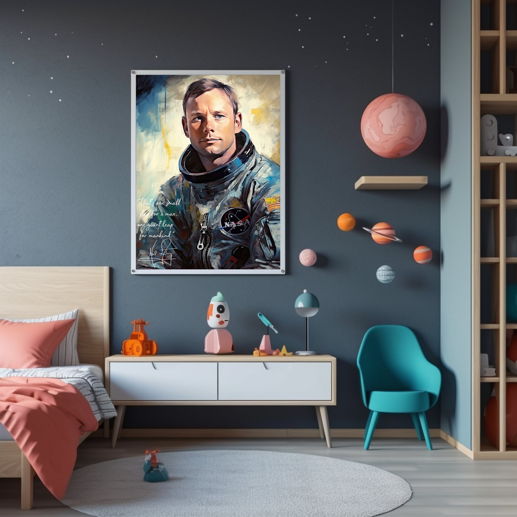 Neil Armstrong Portrait Print: Inspirational Space Art (digital ...