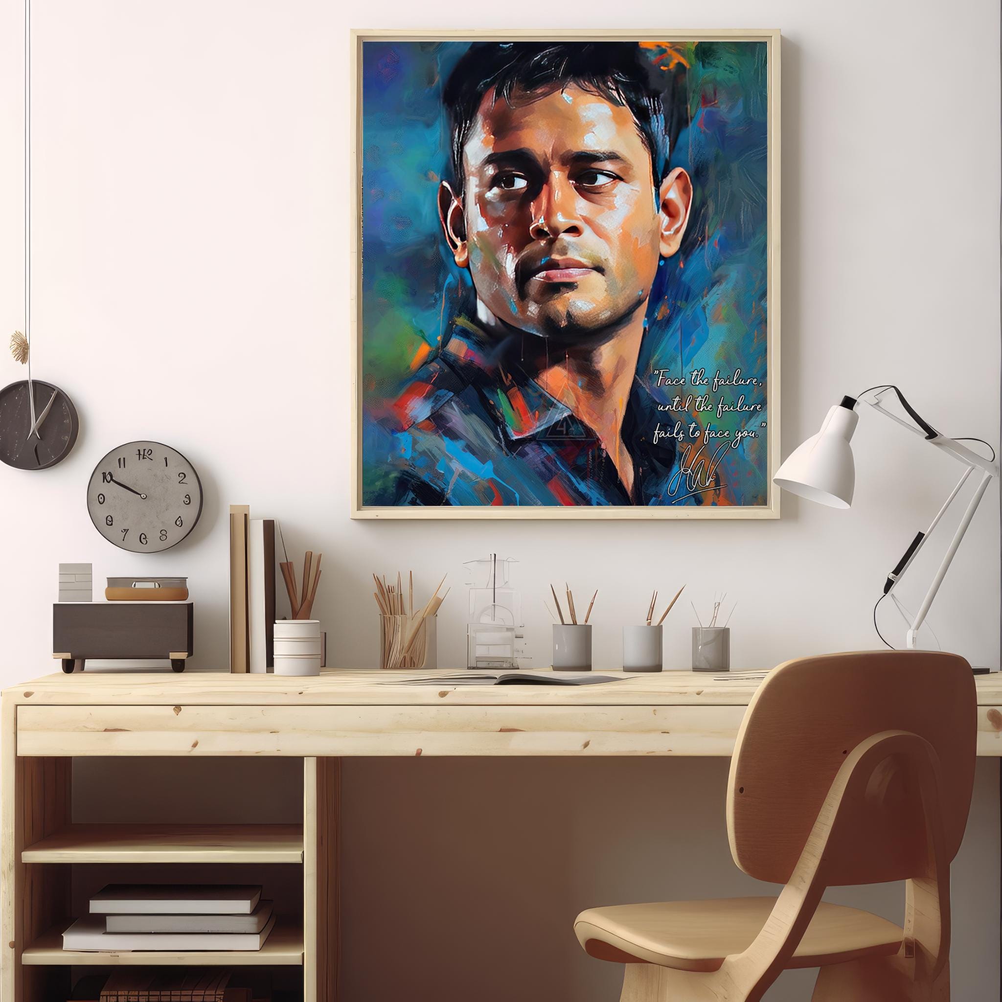 Mahendra Singh Dhoni Quotes - Original Signature, Inspirational Wall ...