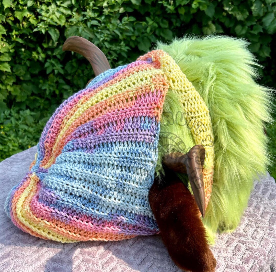 Premade Pastel Parfait Stripe Fursuit Beanie - Machine Washable, Furry ...