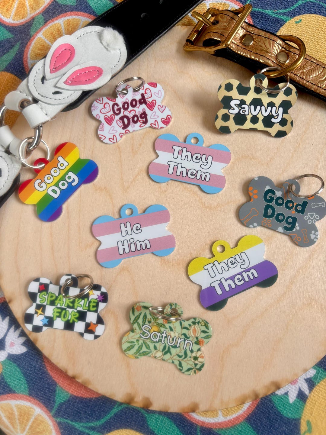 Full Color Custom Metal Bone Dog Tag, Pup Play Collar Charm - Etsy