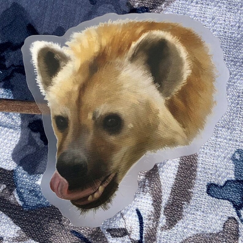 Painted Hyena Head Sticker | Matte Clear Vinyl - Etsy UK