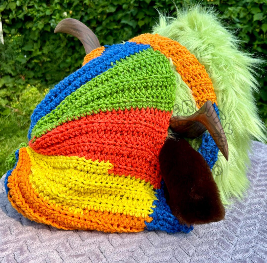 Premade Rainbow Circus Kidcore Fursuit Beanie Machine Washable, Furry ...