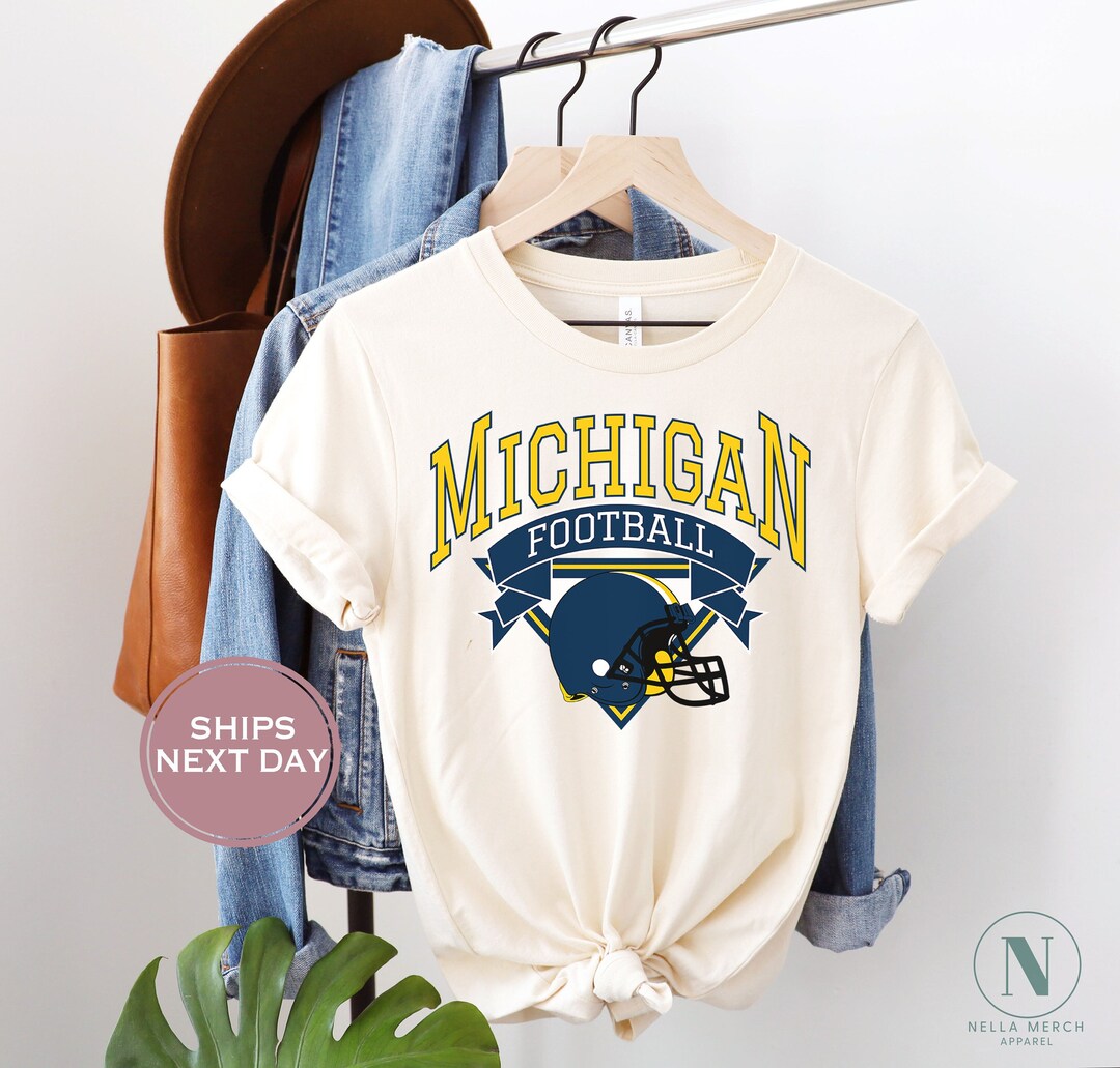 Retro Michigan Football Shirt, Vintage Michigan Football Tee, Ann Arbor ...
