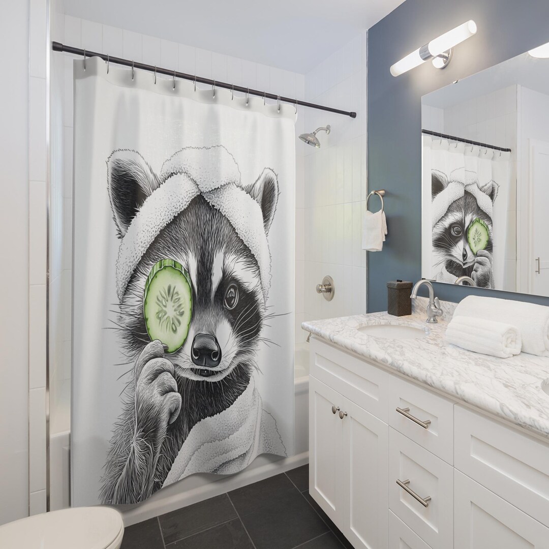 Spa Raccoon Shower Curtain Fun and Whimsical Bath Decor With Relaxing ...