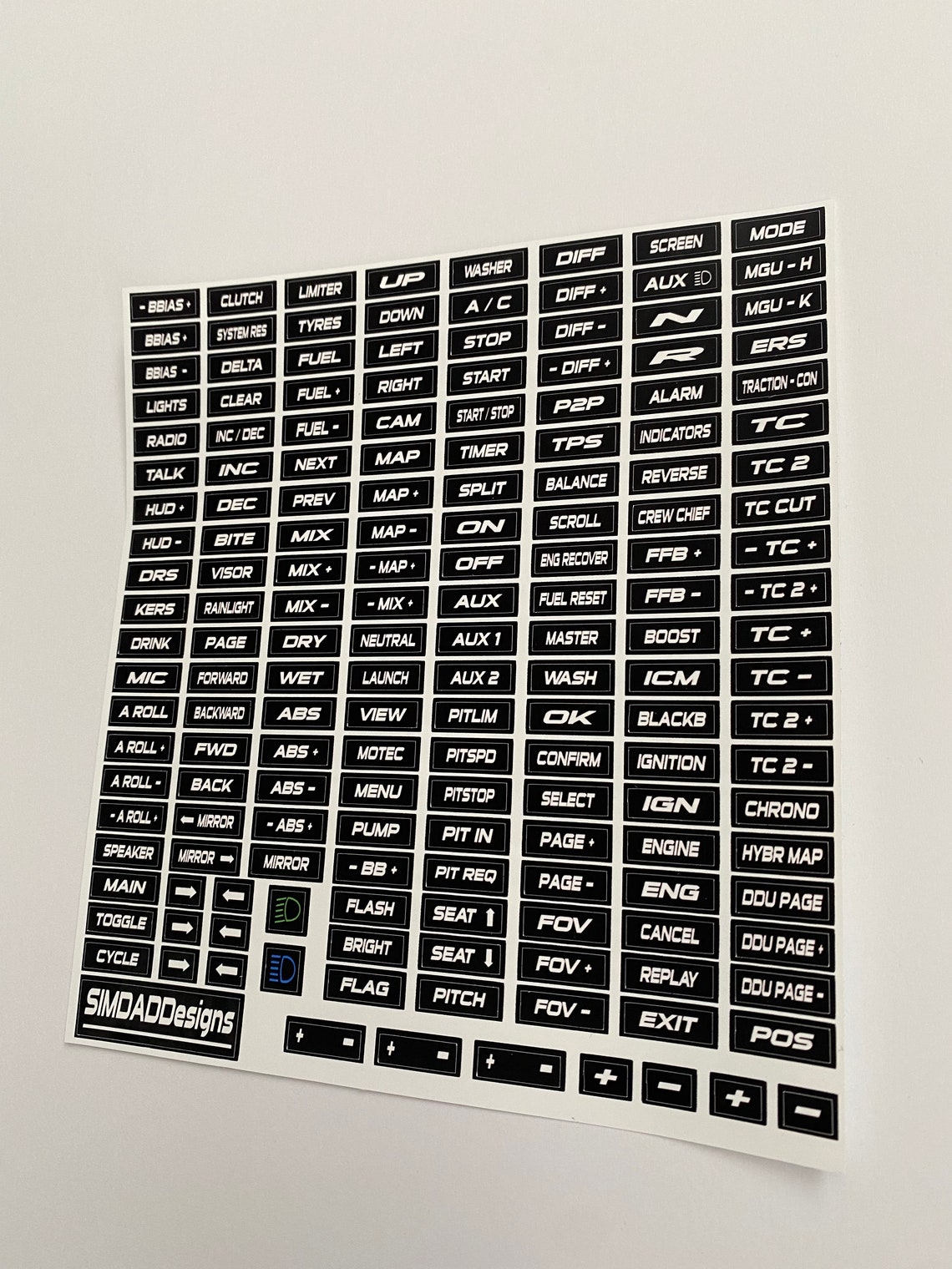 Simdaddesigns Simracing Buttonbox Sticker Sheet V1 Sheet 1 - Etsy