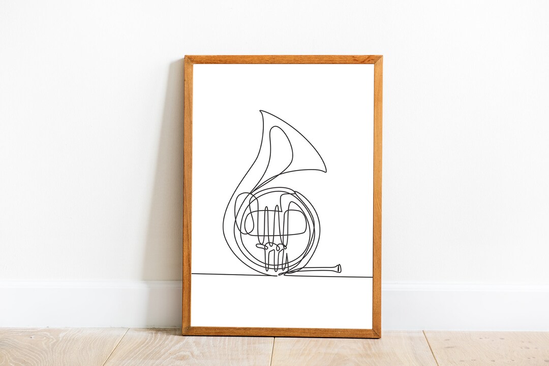 French Horn Line Art Poster Minimalist Music Poster Art - Etsy