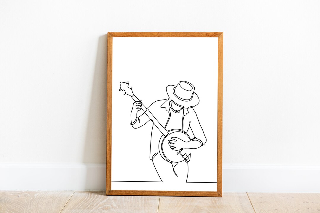 Banjo Line Art Poster Minimalist Music Poster Art - Etsy