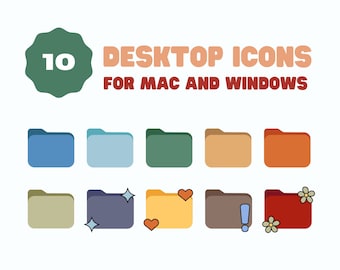 10 Pastel Desktop Icons, Folder Icons for Mac + Windows, Cute Cartoon ...