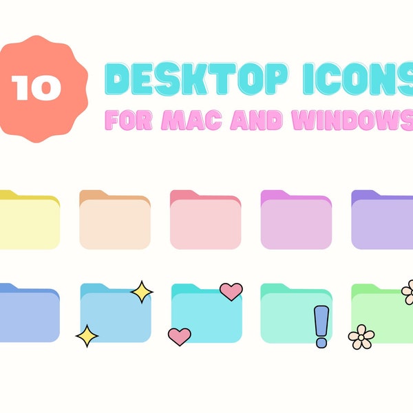 10 Dark Neutral Desktop Icons, Folder Icons for Mac Windows, Cute ...