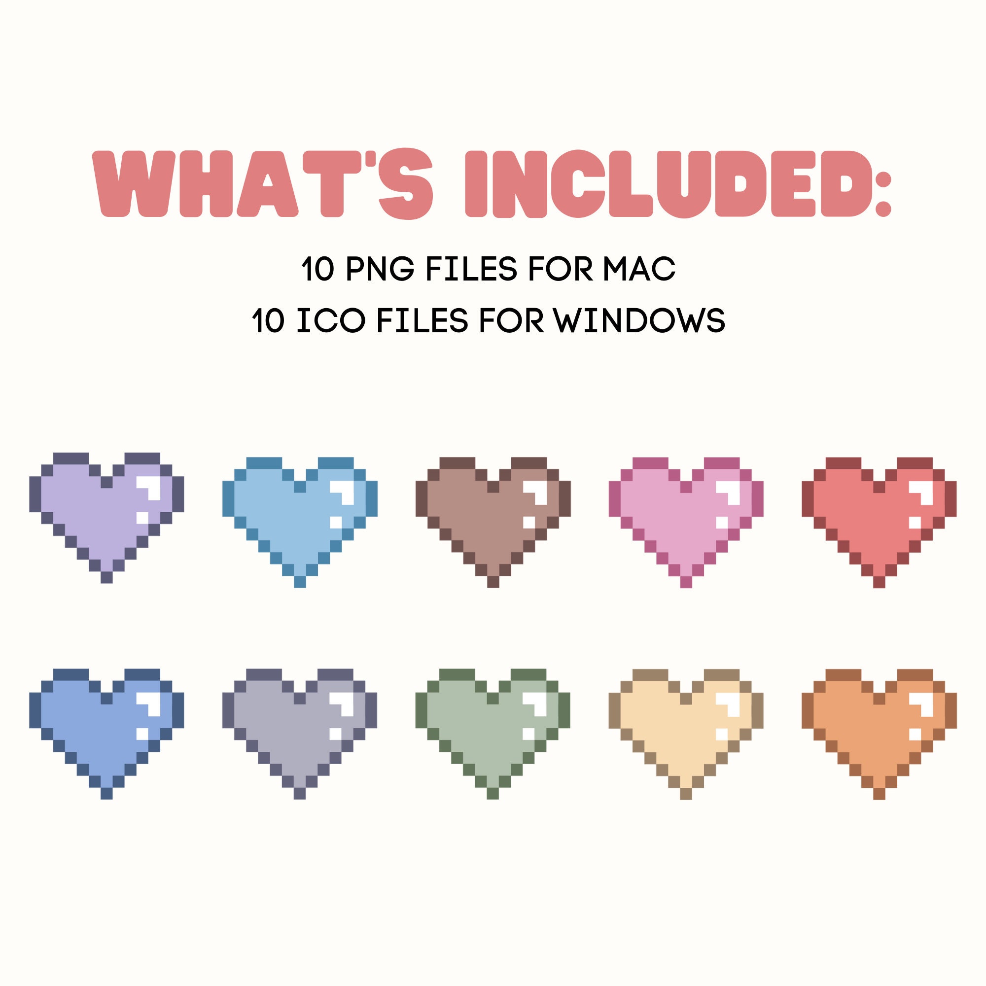 10 Pixel Heart Desktop Icons, Icons for Mac + Windows, Entrepreneurs ...
