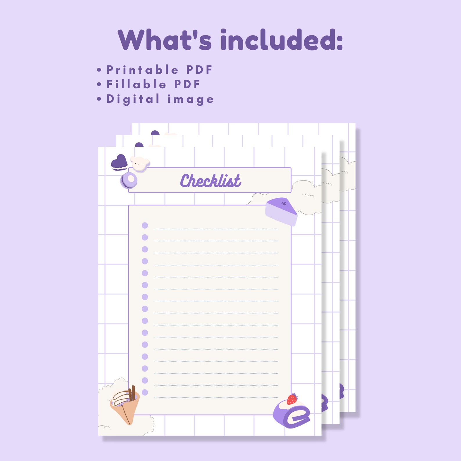 Ube Theme Checklist Template: Fillable, Printable (digital Download) - Etsy