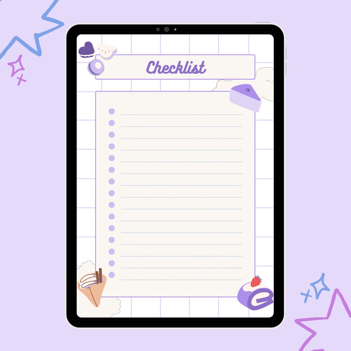 Ube Theme Checklist Template: Fillable, Printable (digital Download) - Etsy