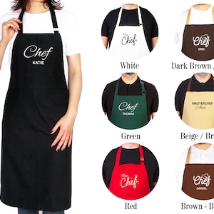 Chef Apron, Personalized Kitchen Apron for Women or Men , Custom Name ...