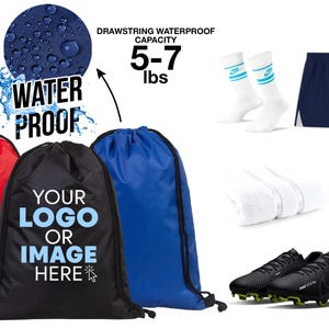 Pack of 8 Custom Waterproof Drawstring Backpack: Personalized Travel ...