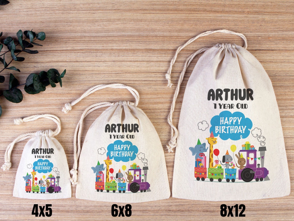 Custom Name Age Date Happy Birthday Gİft Bags Party Bags - Etsy