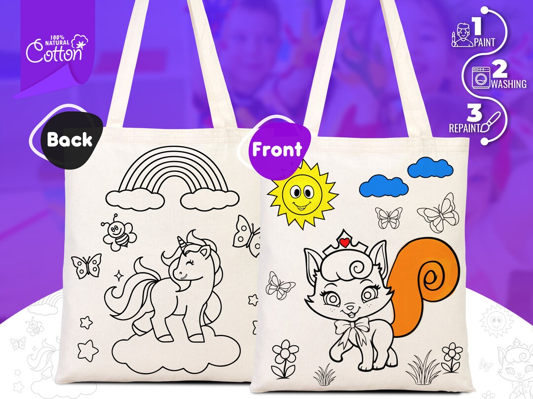 Coloring Tote Bag, 14x16, NO PENCIL in This Package, Washable Coloring ...