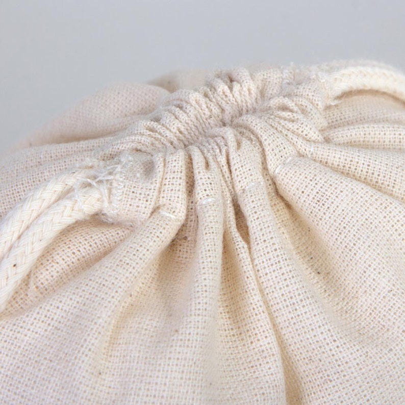 6x8” Organic Cotton Muslin Pouches | Non-printed Double Drawstring Bags ...