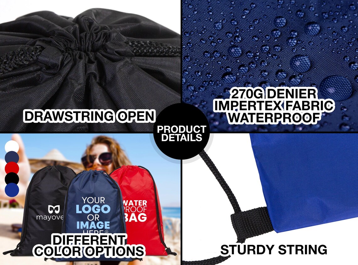 Custom Waterproof Drawstring Backpack: Personalized Travel Sports Bag ...