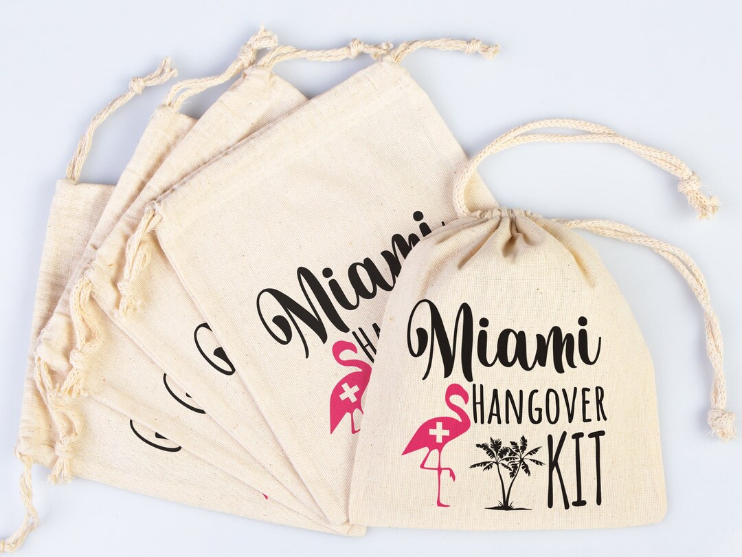 Pack of 35 Miami Hangover Kit Bags | Personalized Bachelorette Party ...