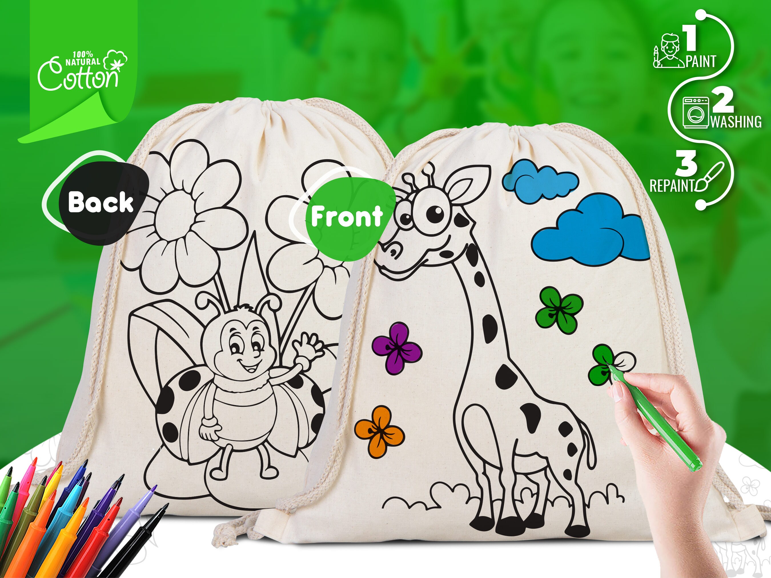 Coloring Animal Backpacks Kids Bag Kids Art Set Coloring - Etsy