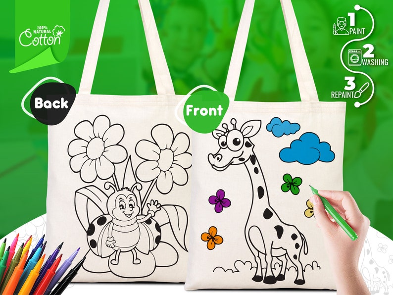 Coloring Bag 35x40cm Washable Eco Friendly Coloring for - Etsy