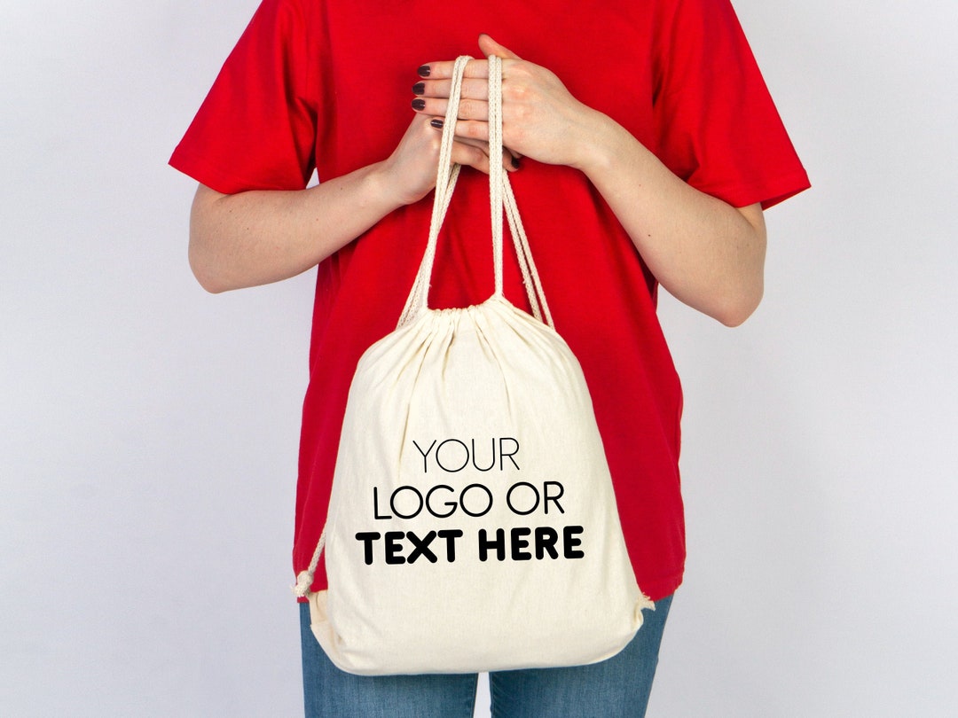Custom Logo Cotton Drawstring Backpack: Personalized Eco-friendly Gift - Etsy