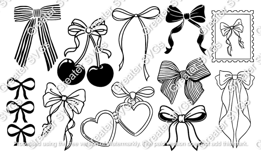 Cute Bow SVG Bundle | Hand-drawn Bows & Ribbon Line Art - Etsy