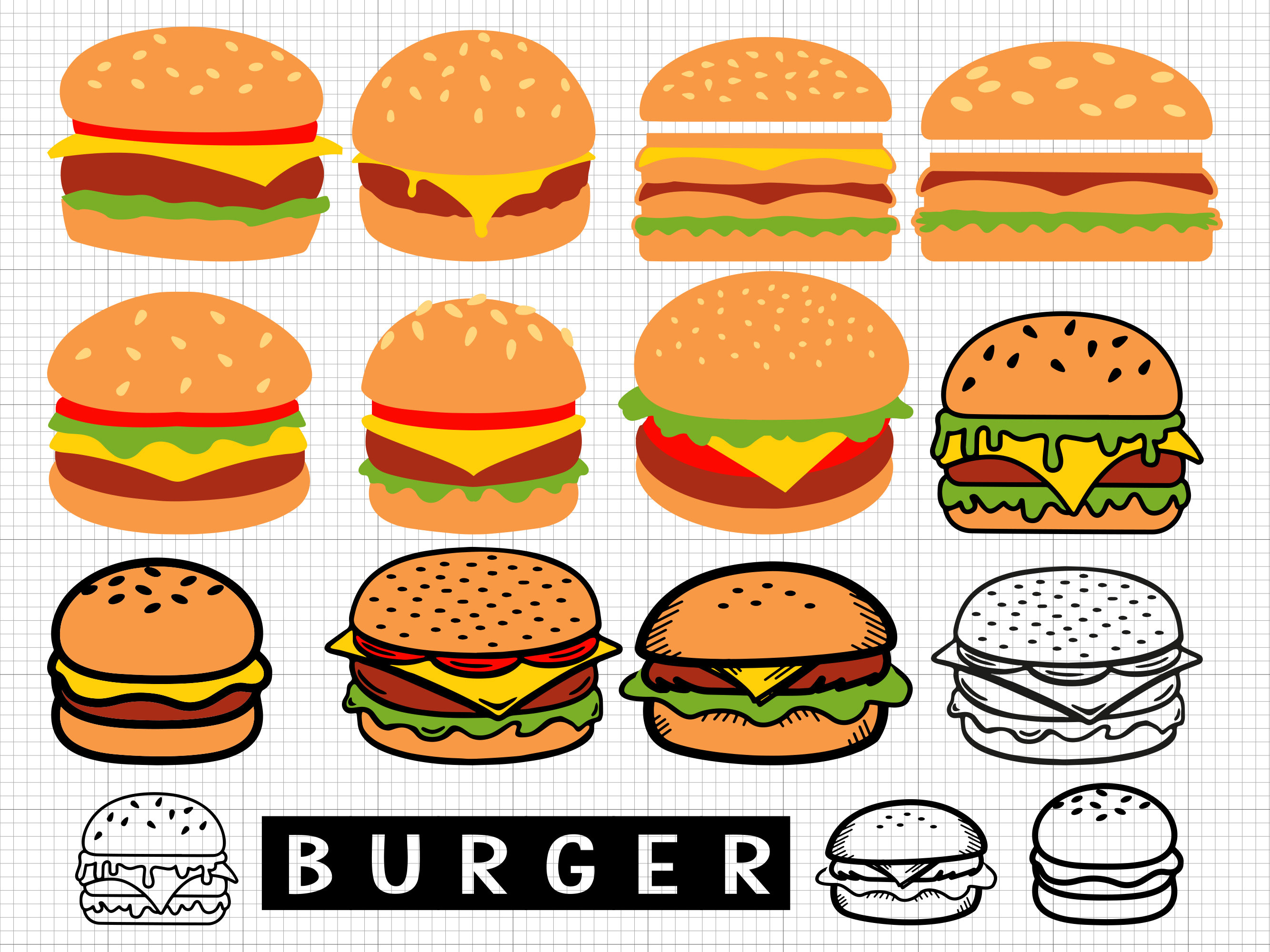 Hamburger Svg Png Pdf Ai Dxf File Download - Etsy