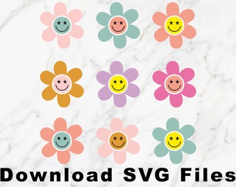 Smiley Face Daisy Svg - Etsy
