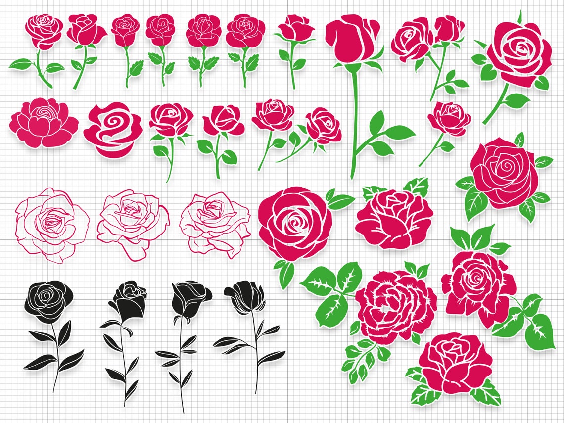 Rose Svg Png Dxf Ai Pdf File Download - Etsy