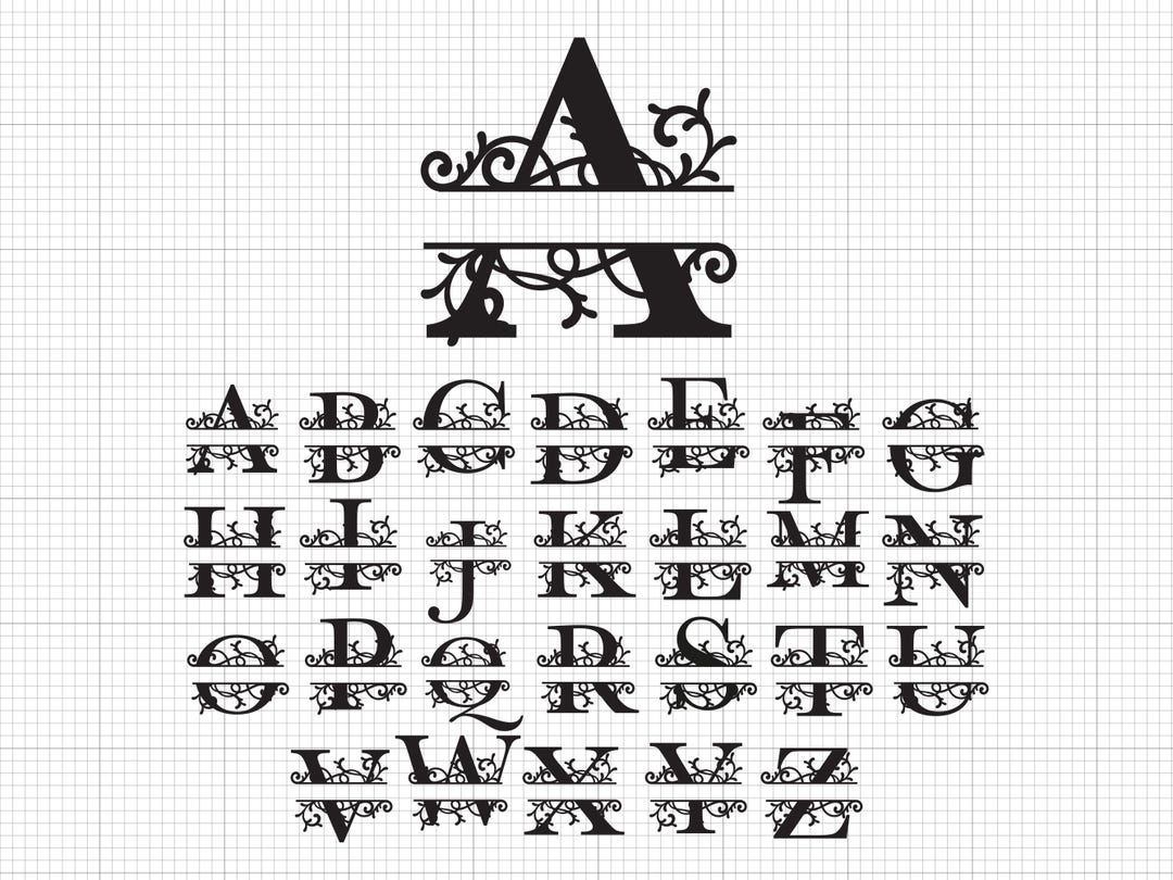 Split Monogram Svg Png Pdf Ai Dxf File Download - Etsy