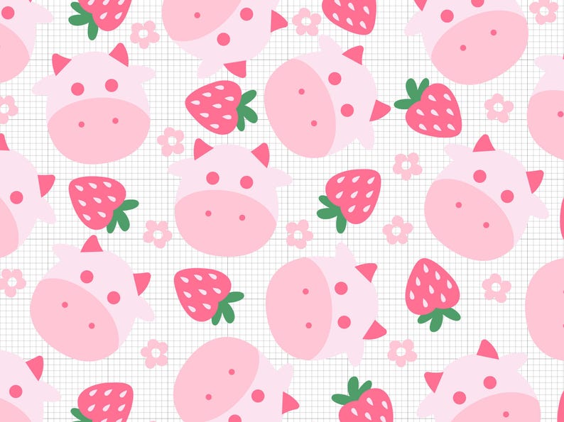 Strawberry Cute Cow Svg Png Pdf Dxf Ai File Download - Etsy