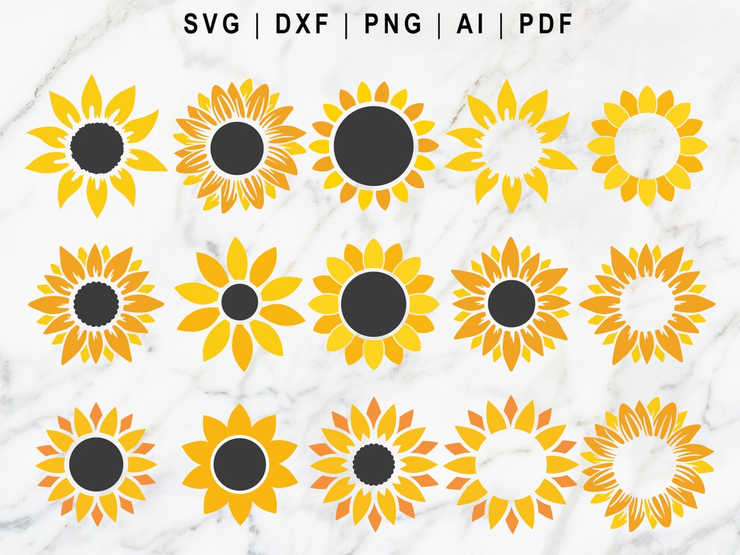 Sunflower Svg, Png, Dxf, Ai, Pdf File - Etsy