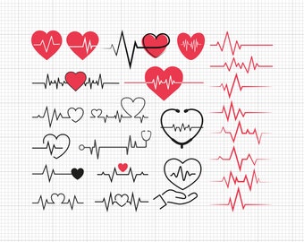 Heartbeat Svg Healthcare Svgstethoscope Svg Pulse Svg Silhouette Vector ...