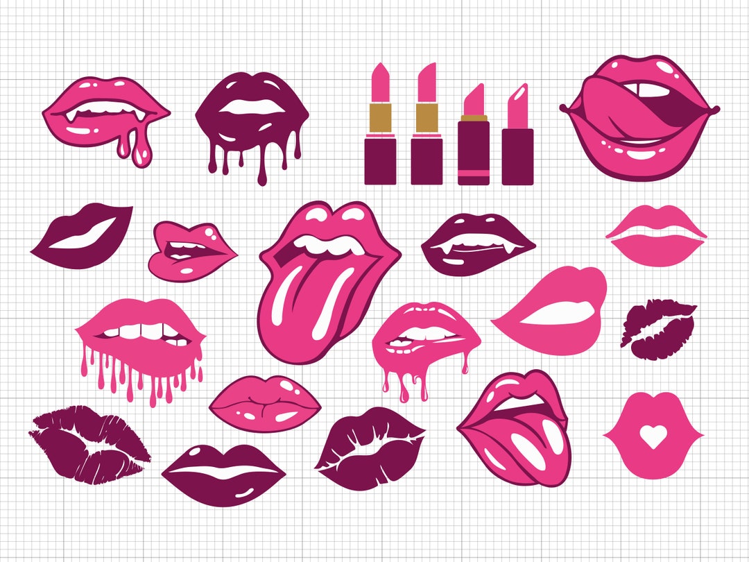Labios svg, beso svg, labios goteando svg, png, dxf, ai, descarga de ...