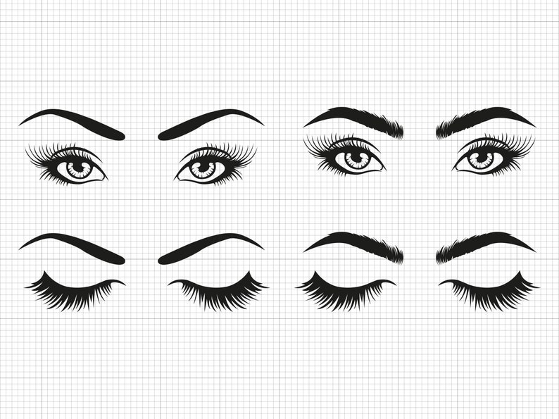 Eyelashes Svg, Lashes Svg, Eyebrows Svg, Png Ai Pdf Dxf Download File ...