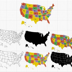 USA Map Svg Png Pdf Ai Dxf File Download - Etsy