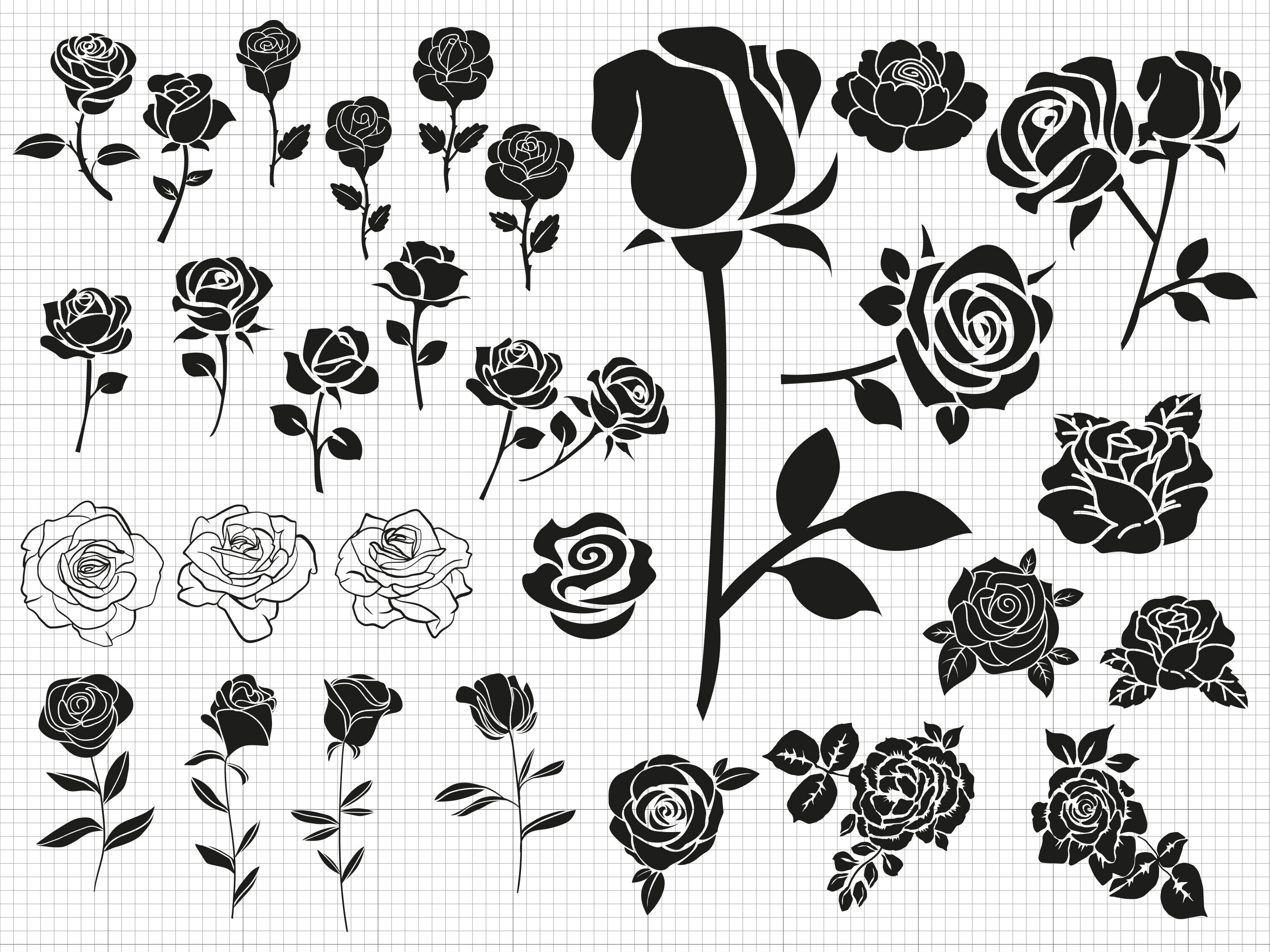 Rose Svg Png Dxf Ai Pdf File Download - Etsy